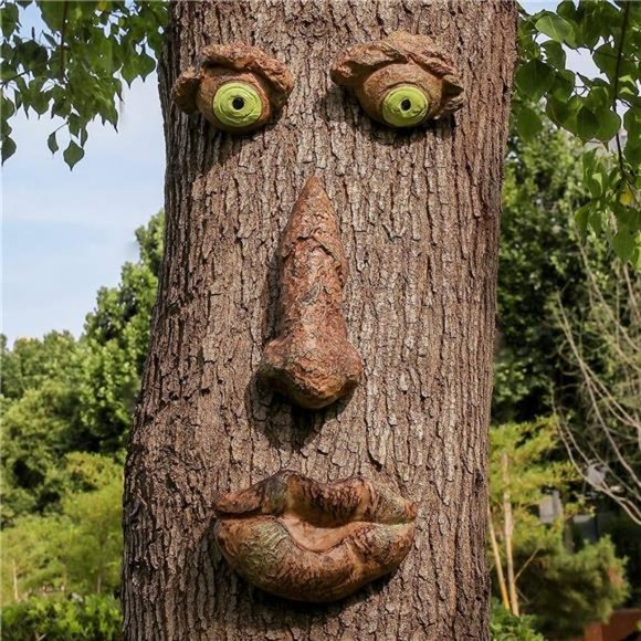 Accents | 15 Inch Tree Face Statues Plus Size Old Man Tree Hugger Bark ...
